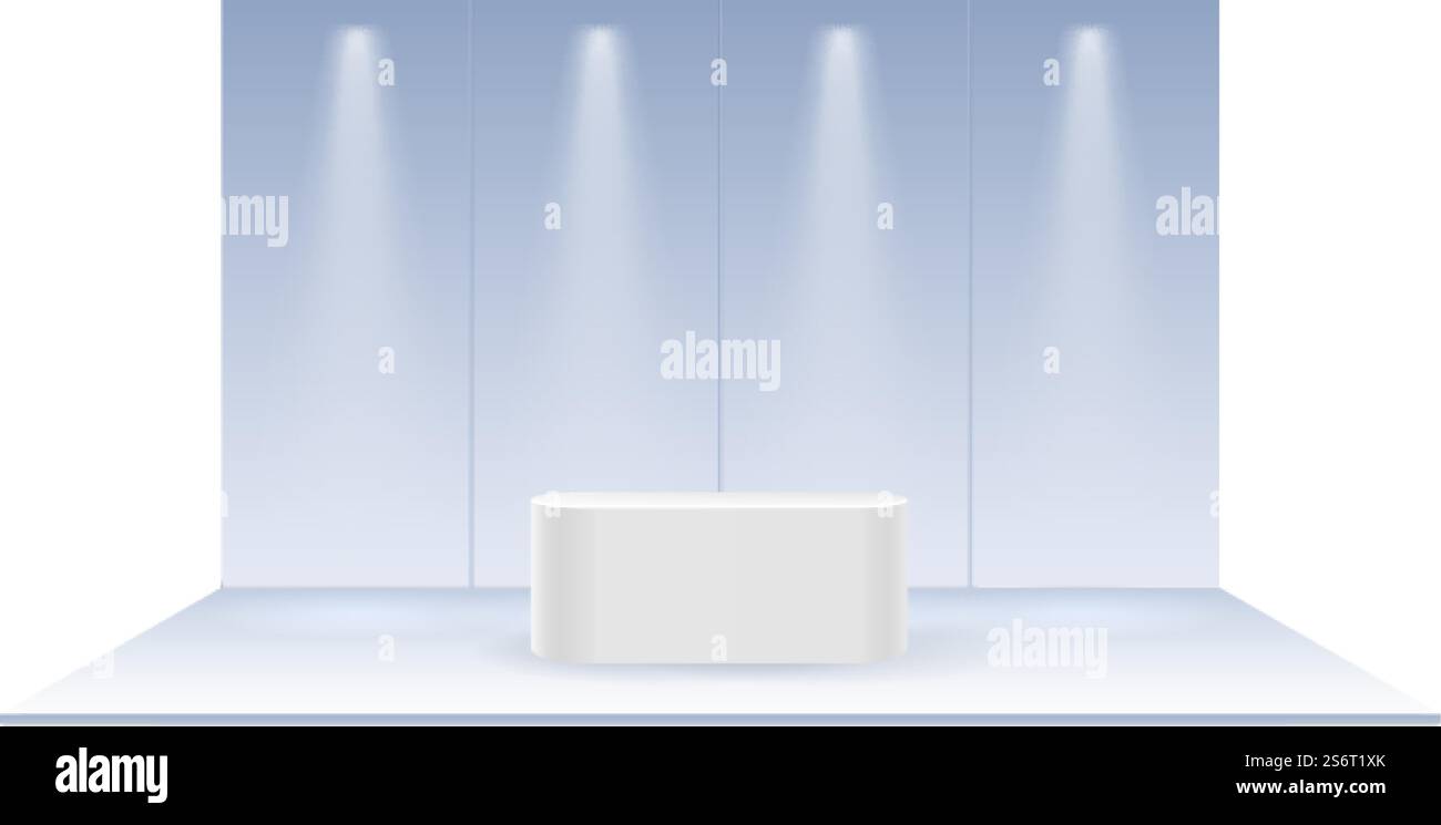 Pastel blank exhibition trade. Realistic show booth, empty promotional ...