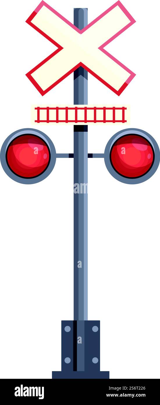 Safety crossing rail icon cartoon vector. Open signal. Railway road ...