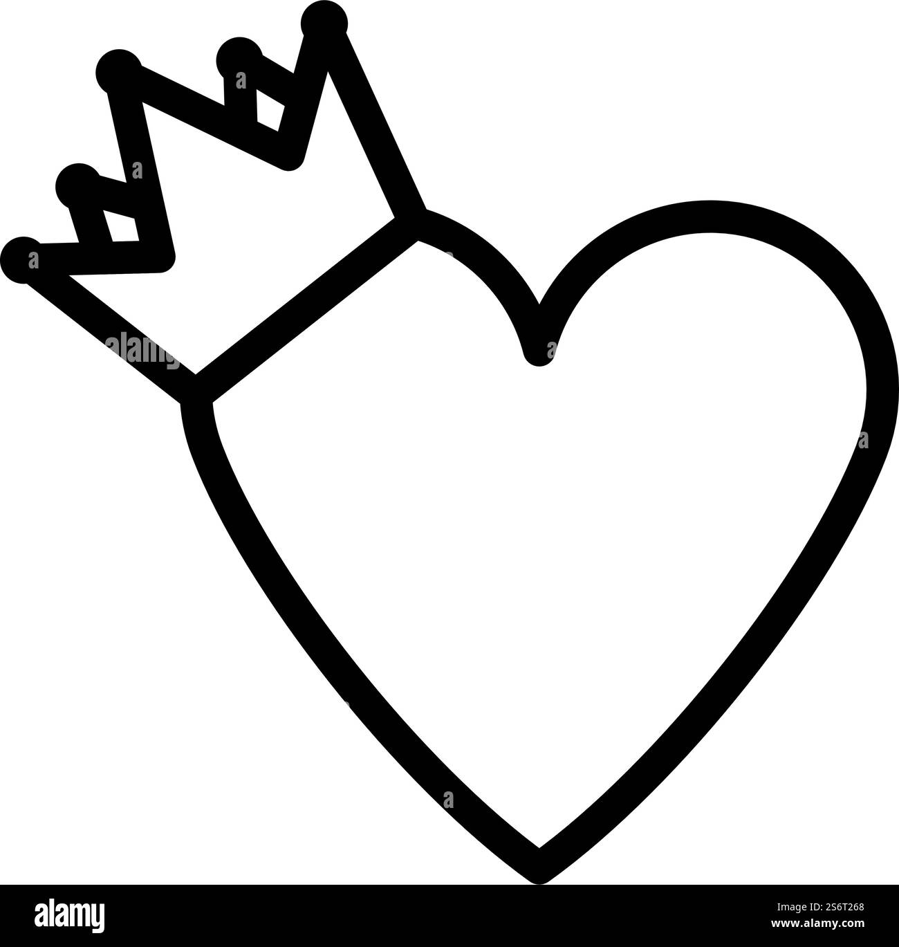 Valentine Heart Crown Icon. Bold outline design with editable stroke ...