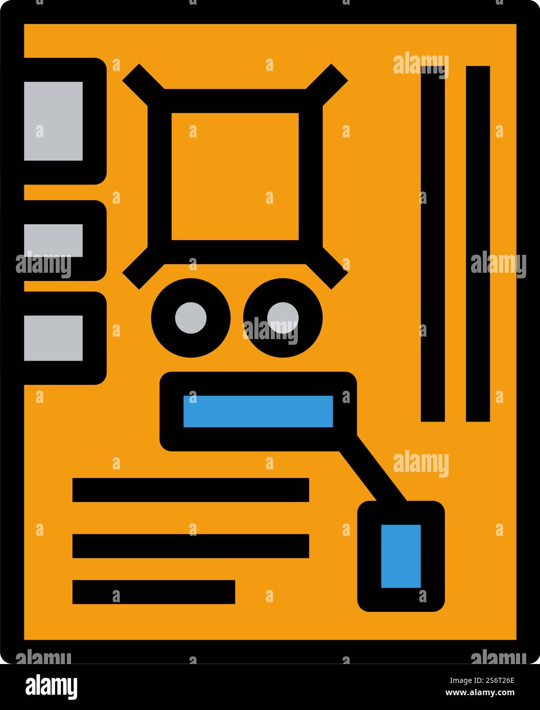 Motherboard Icon. Editable Bold Outline With Color Fill Design. Vector ...