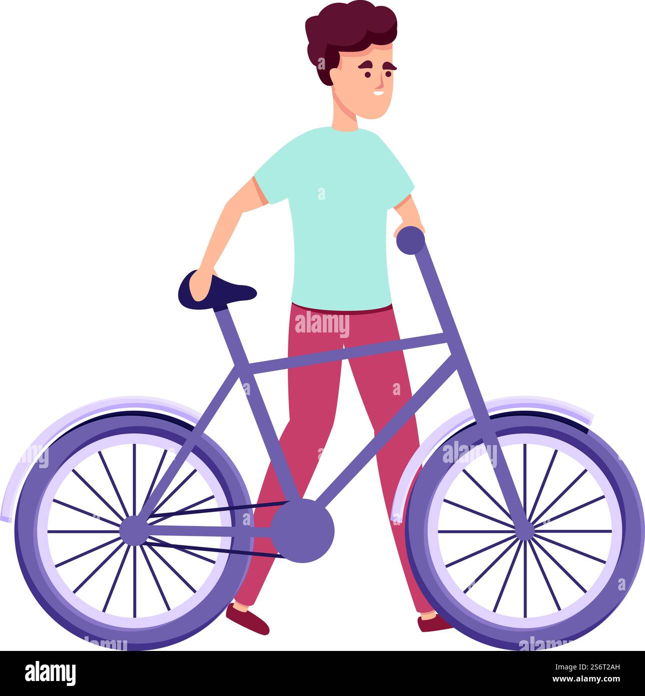 Guy with bike icon cartoon vector. Bicycle rider. Character boy. Guy ...