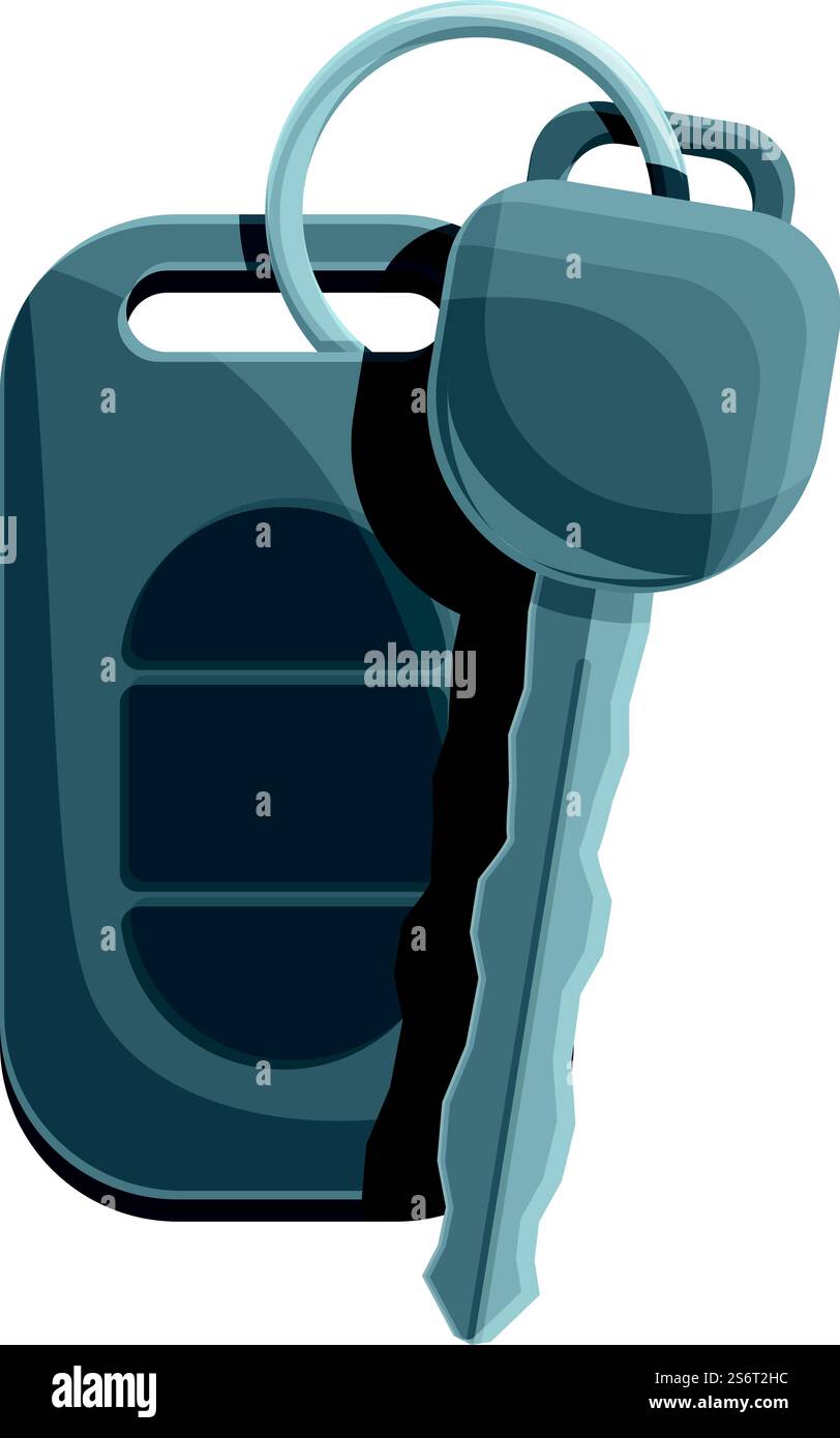 Security car alarm key icon cartoon vector. Remote system. Chain door ...