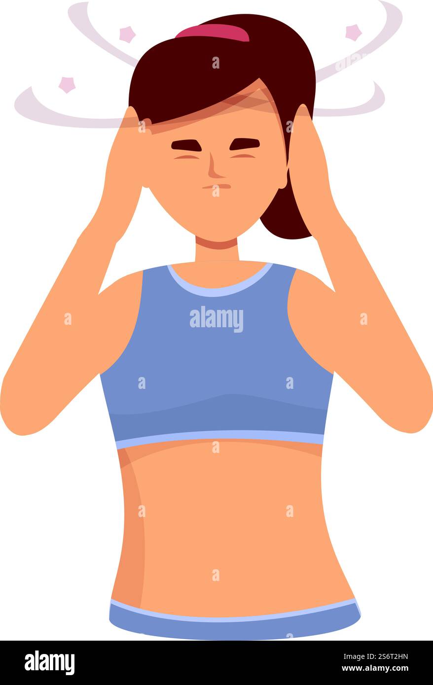 Girl dizziness icon cartoon vector. Brain sick. Head migraine. Girl ...