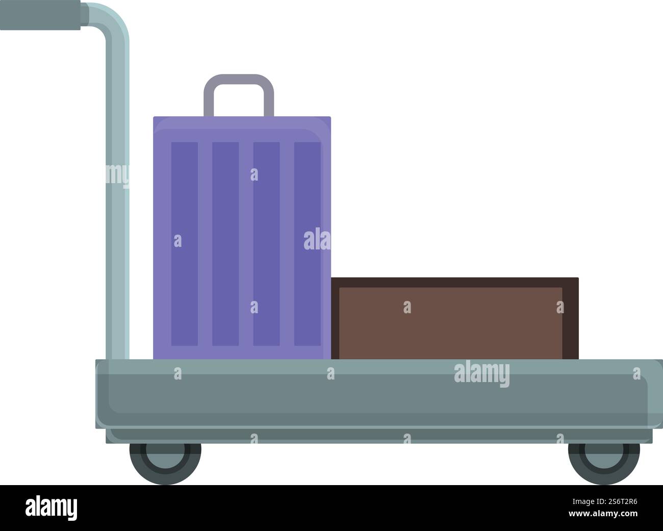 Luggage cart icon cartoon vector. Travel trolley. Suitcase airport ...