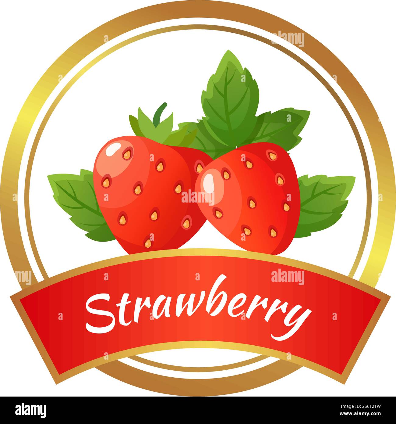 Strawberry jam label. Berries marmalade jar sticker, isolated sweet ...