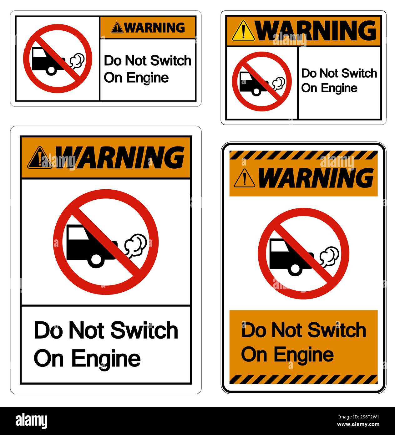 Warning Do Not Switch On Engine Sign On White Background Stock Vector ...