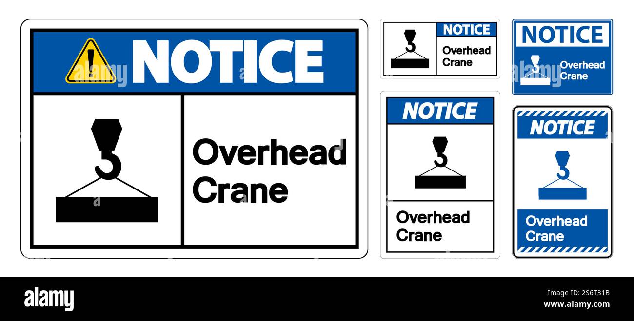 Notice Overhead Crane Symbol Sign On White Background Stock Vector ...