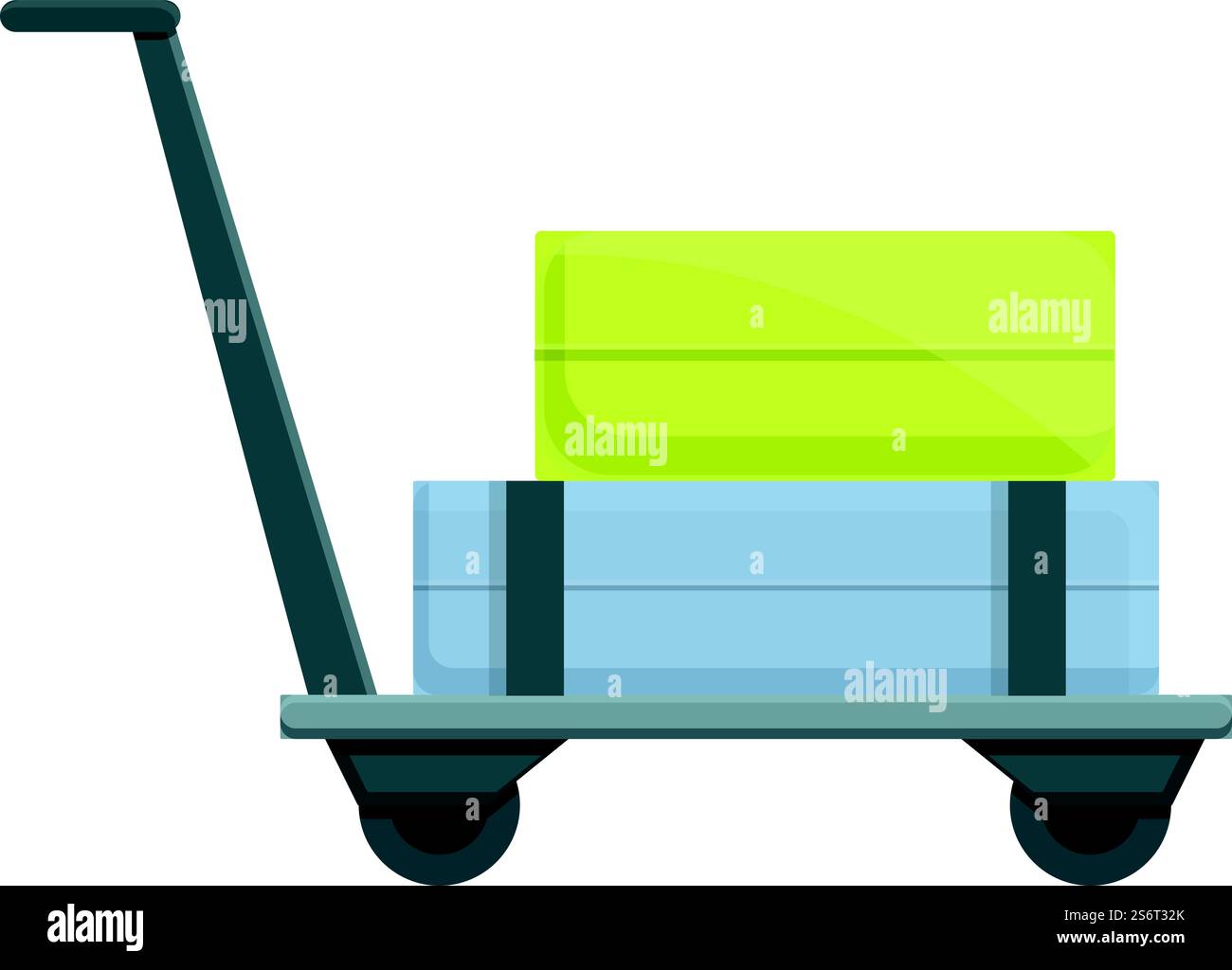 Case luggage trolley icon cartoon vector. Suitcase travel. Hotel cart ...