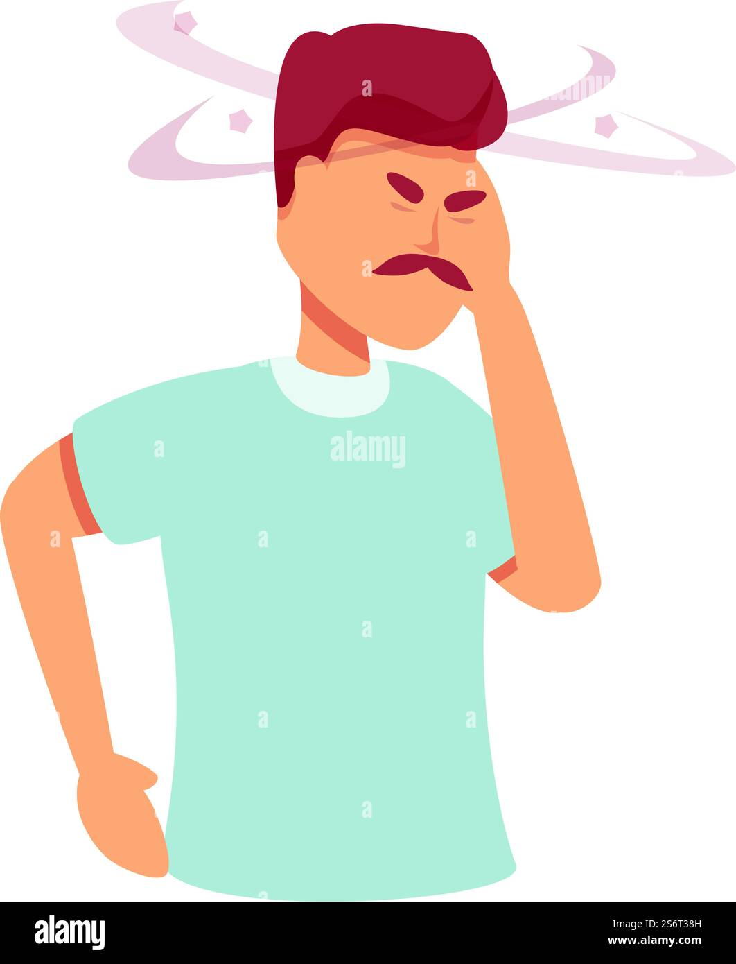Father head pain con cartoon vector. Brain dizzy. Cold headache. Father ...