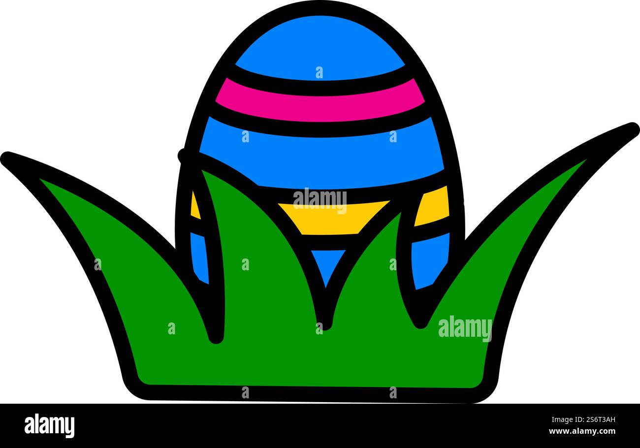 Easter Egg In Grass Icon. Editable Bold Outline With Color Fill Design ...