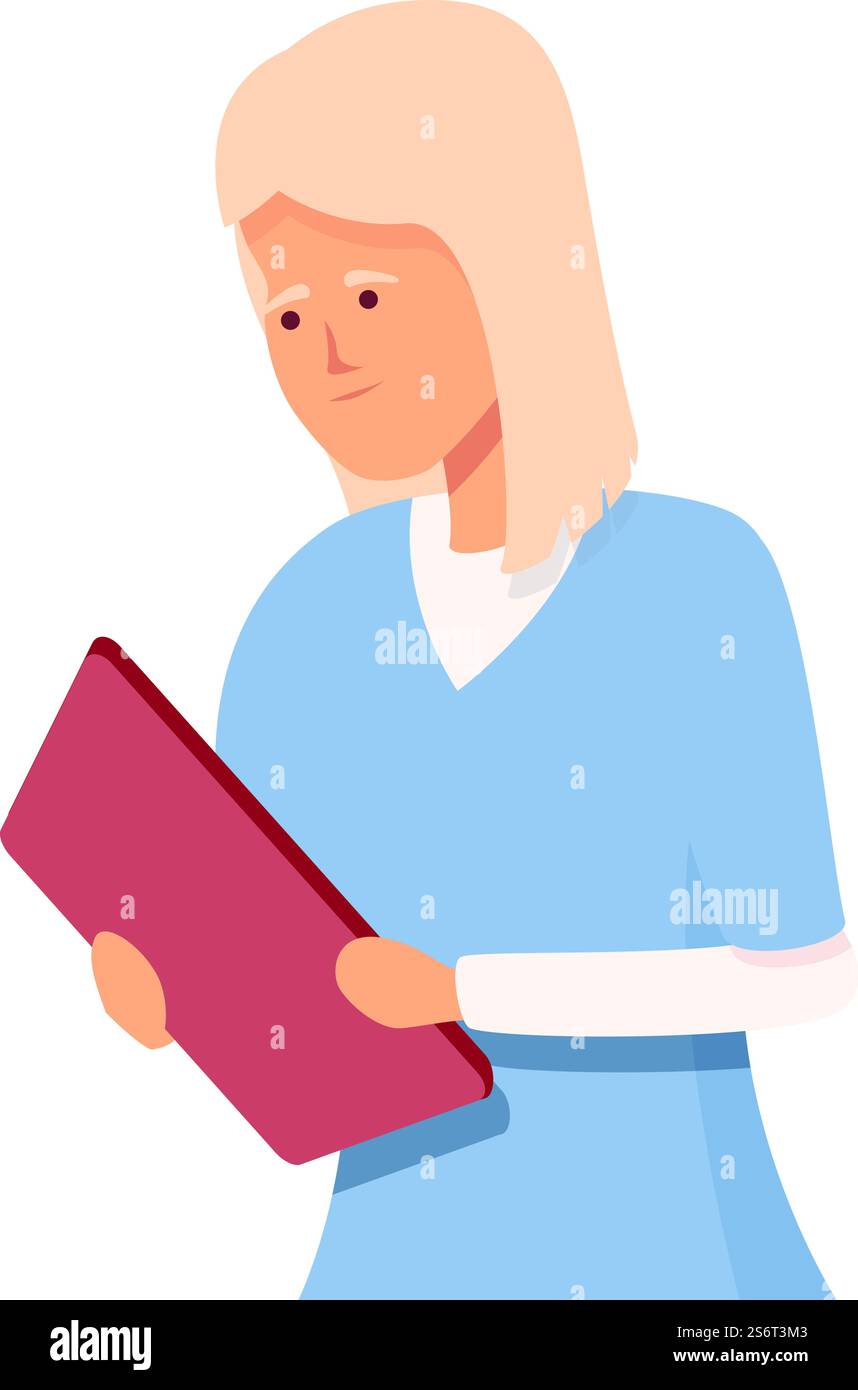 Blonde nurse icon cartoon vector. Hospital help. Caregiver medic ...