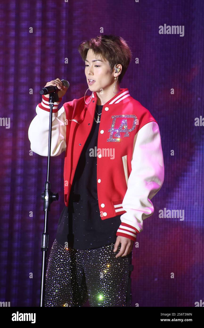 TAIPEI, CHINA - JANUARY 17, 2025 - Japanese actor Kota Miura holds her ...