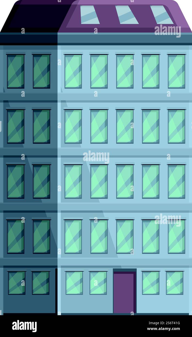 Multistory block icon cartoon vector. Residential house. Condo building ...