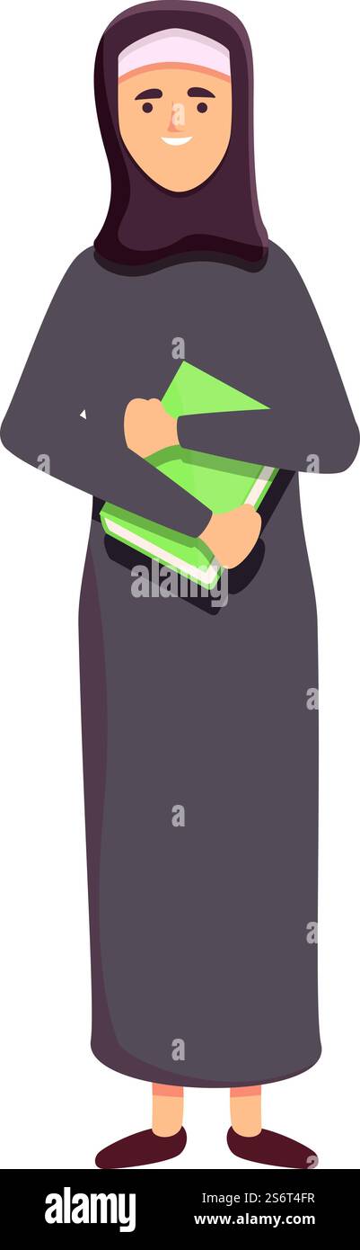 Muslim student girl icon cartoon vector. Arab education. Study video ...
