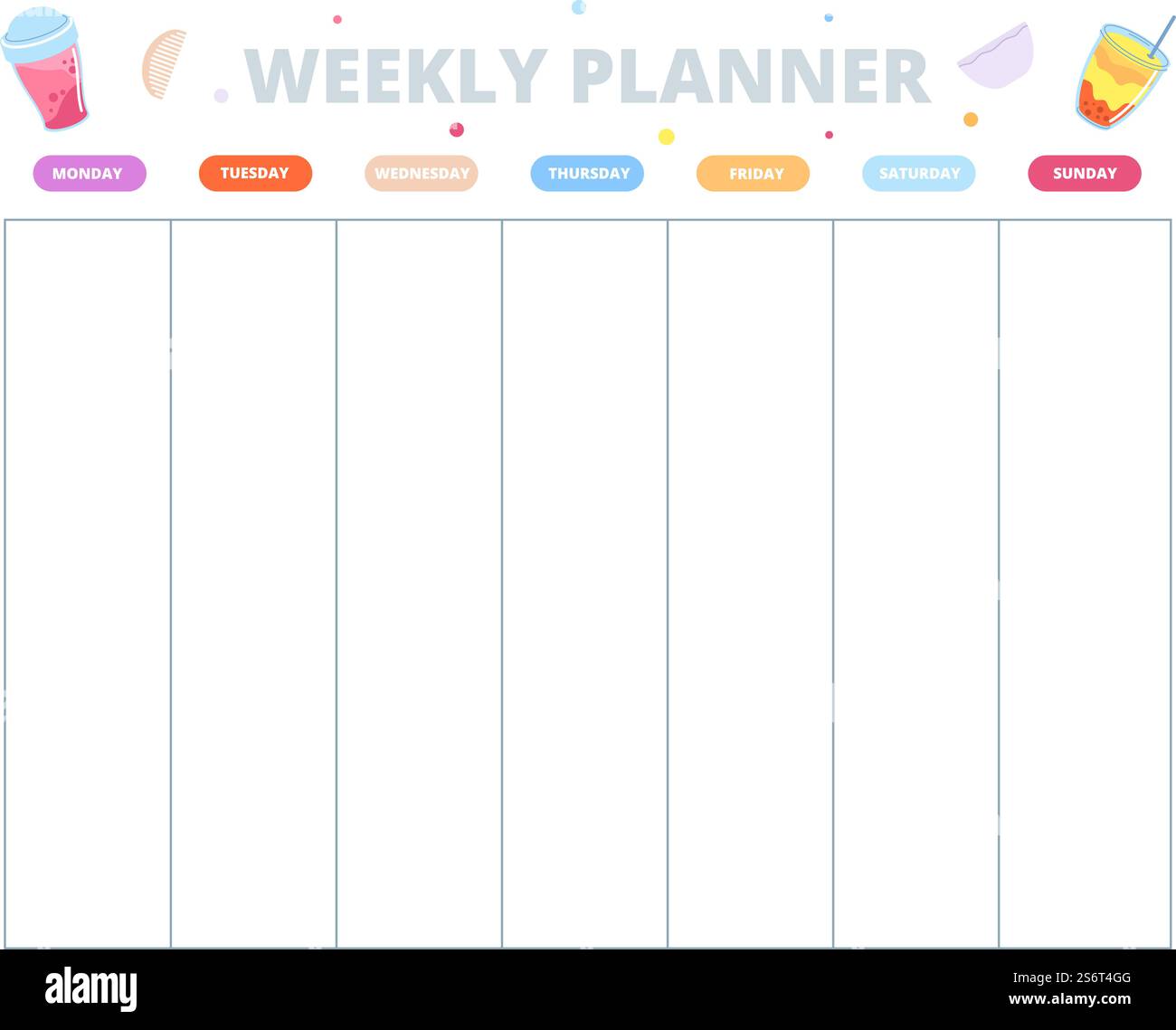 Weekly planning template. Week schedule, school study plan. Cute page ...