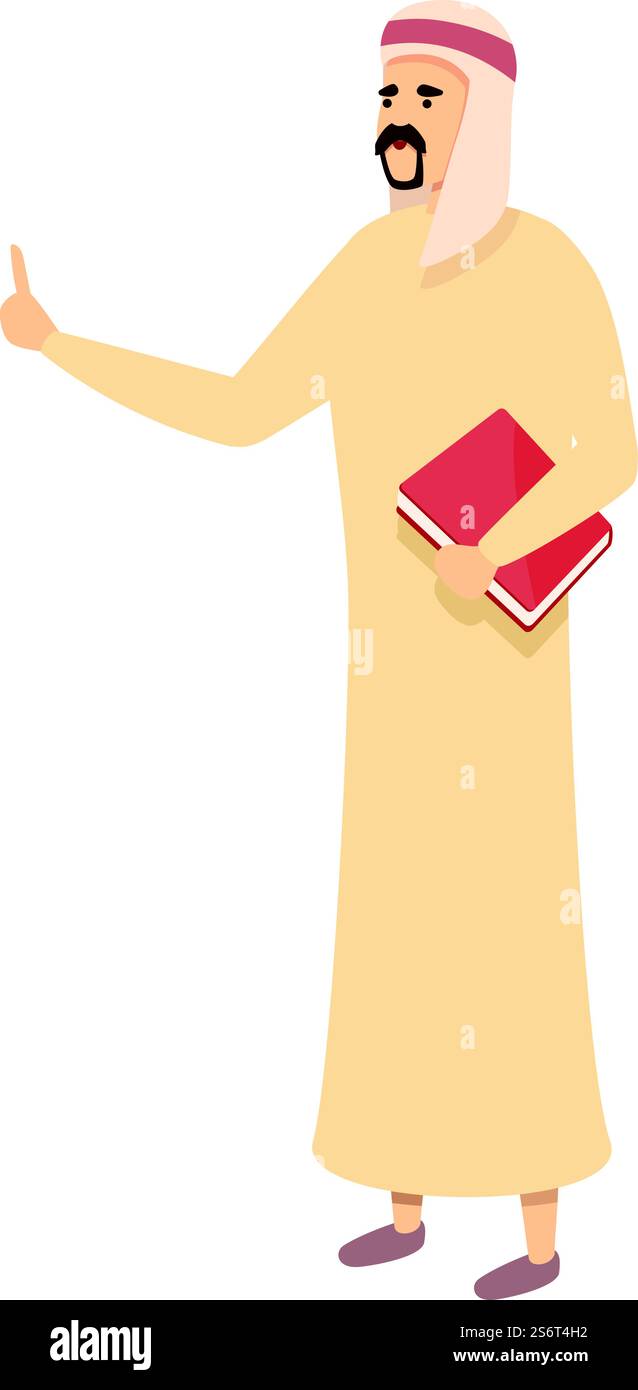 Modern muslim teacher icon cartoon vector. Online study. Arab class ...