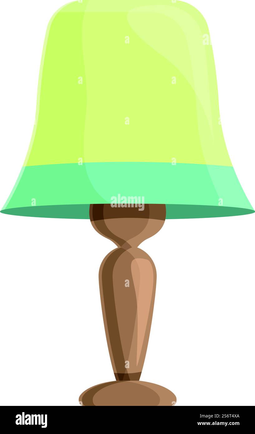 Green table lamp icon cartoon vector. Interior stand. Decor electric ...