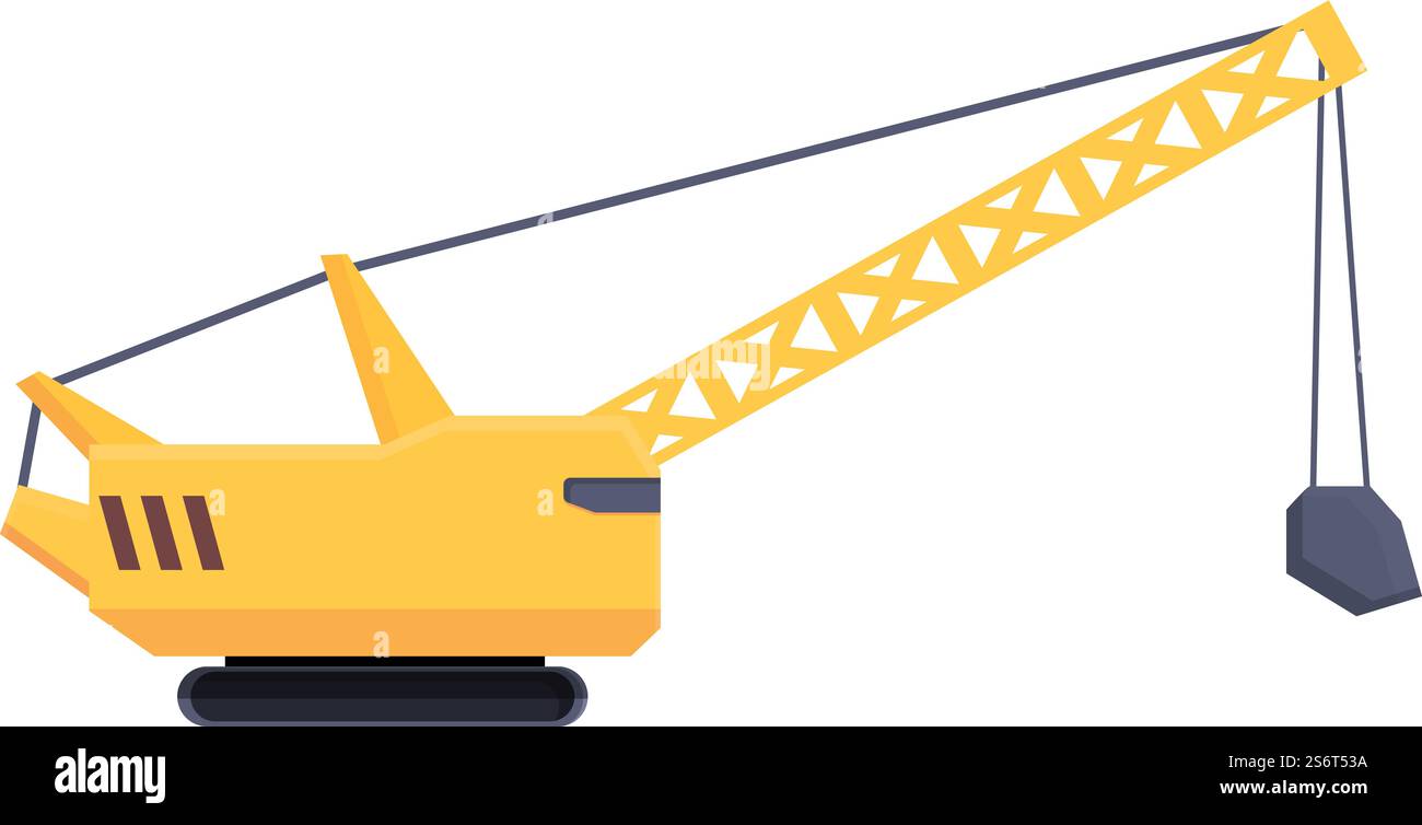 Dump excavator icon cartoon vector. Construction mine. Open work. Dump ...
