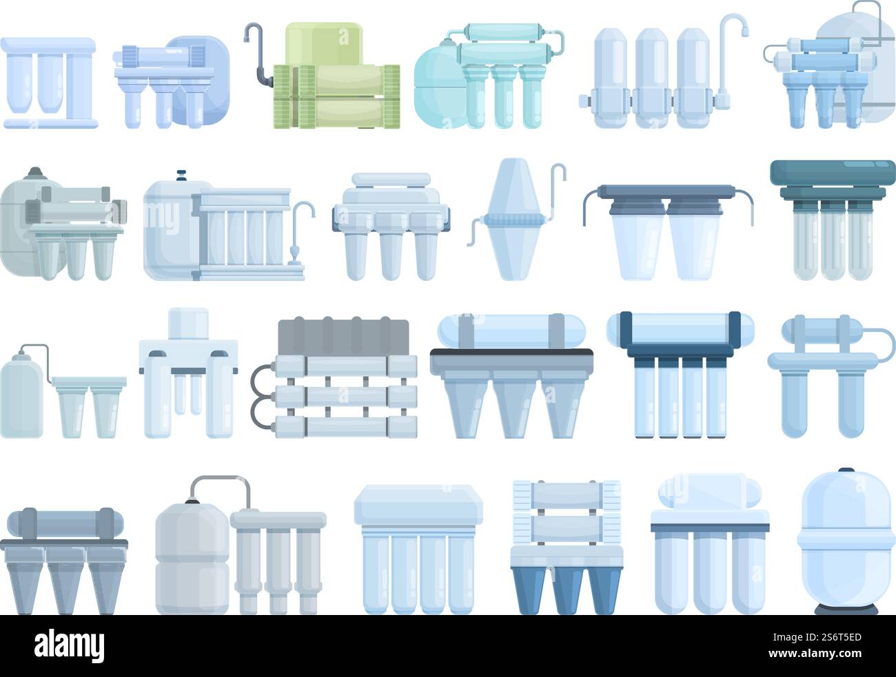 Reverse osmosis system icons set cartoon vector. Aqua filter. Water ...
