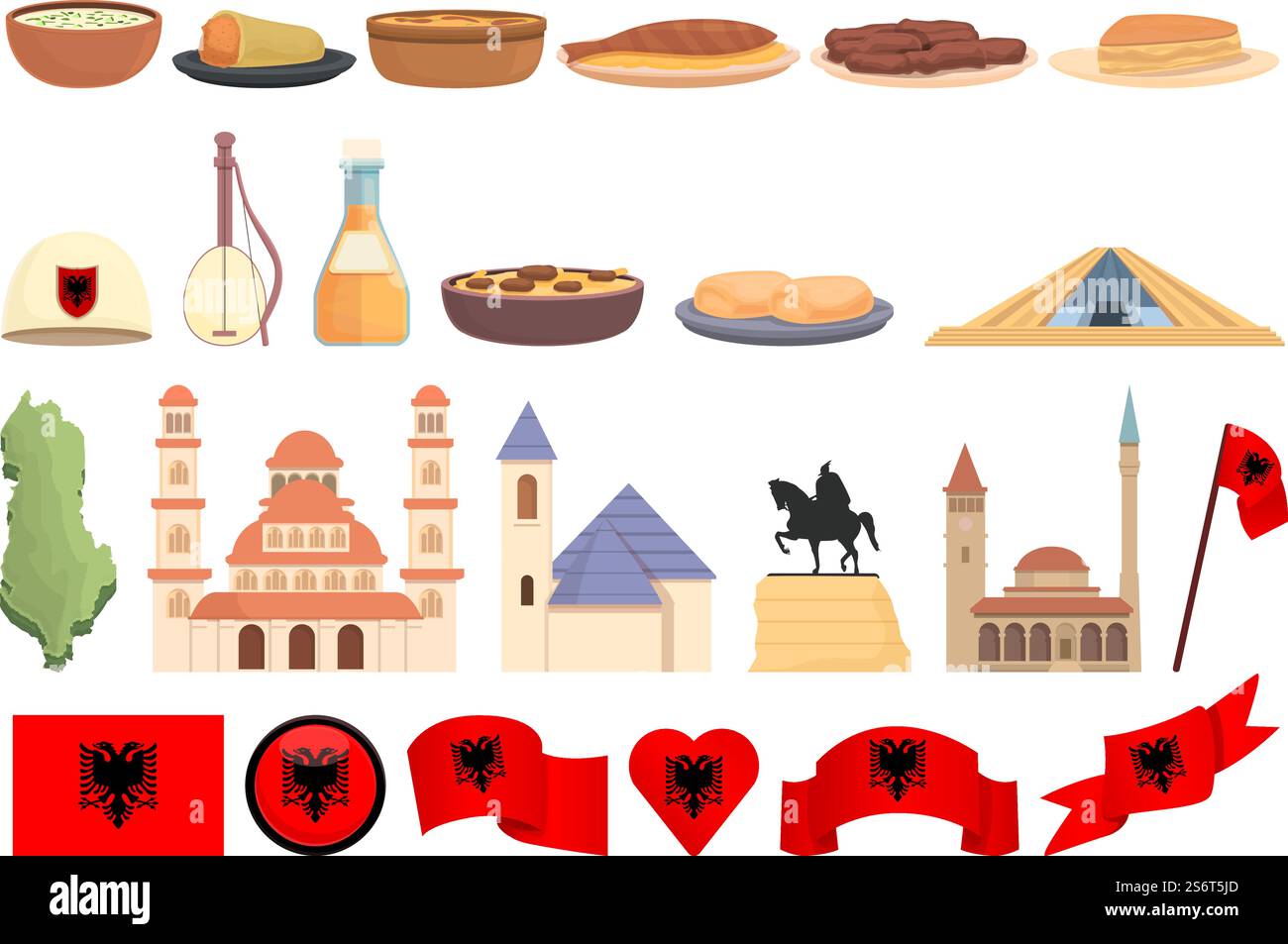 Albania icons set cartoon vector. Are map. Europe country. Albania ...