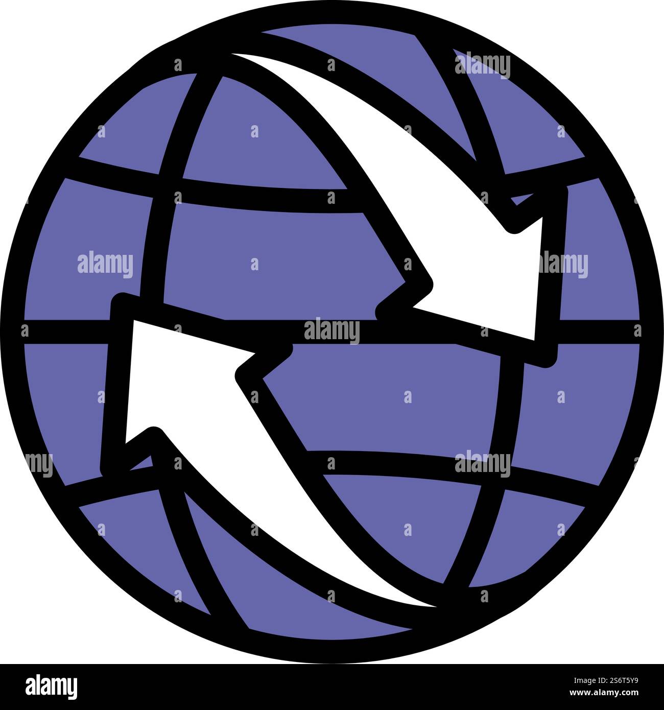 Icon Of Globe With Arrows. Editable Bold Outline With Color Fill Design ...