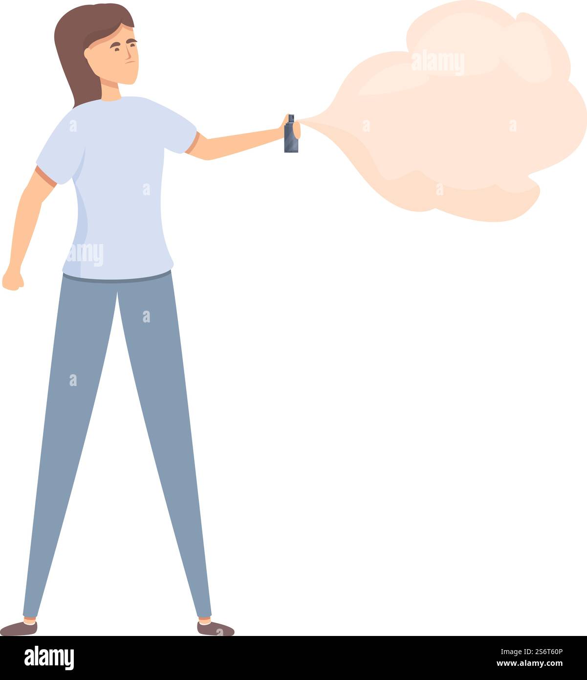 Girl spray defence icon cartoon vector. Self pepper. Woman gas. Girl ...