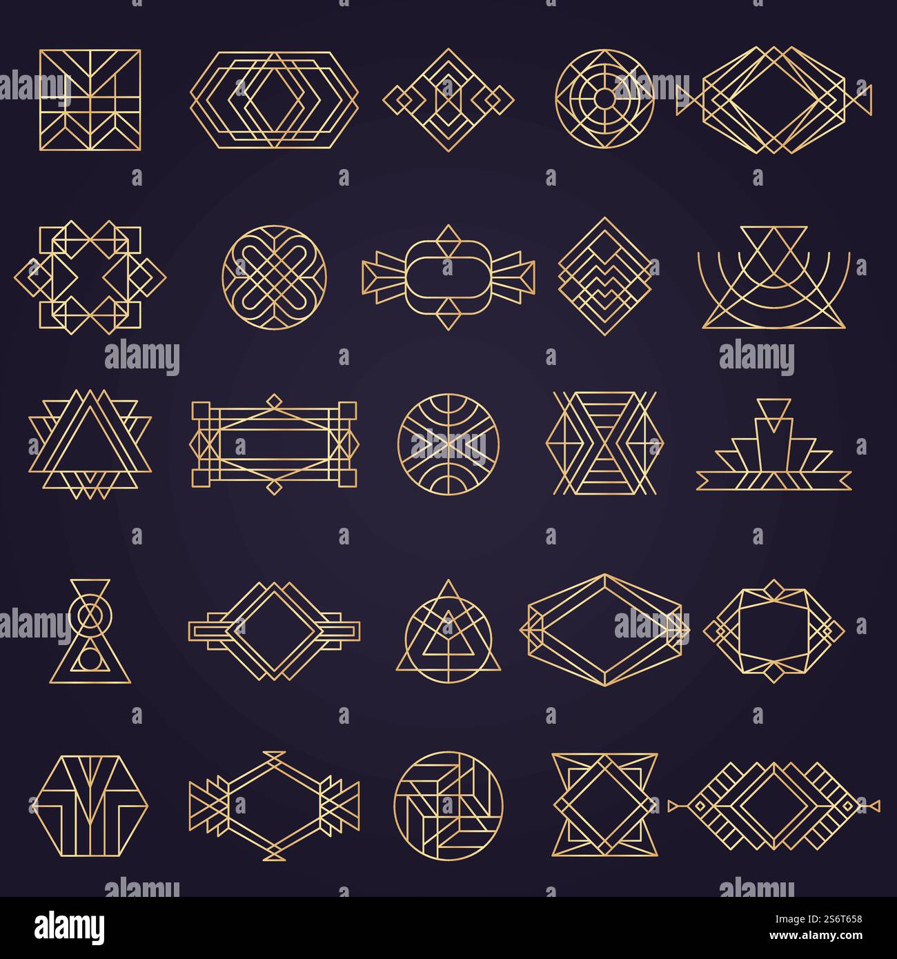 Art deco elements. Geometrical linear shapes for design projects ...