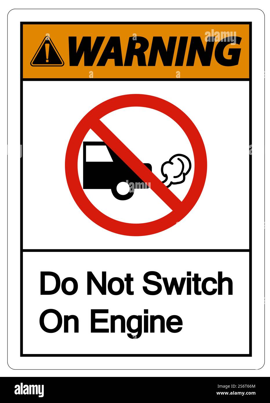 Warning Do Not Switch On Engine Sign On White Background Stock Vector ...