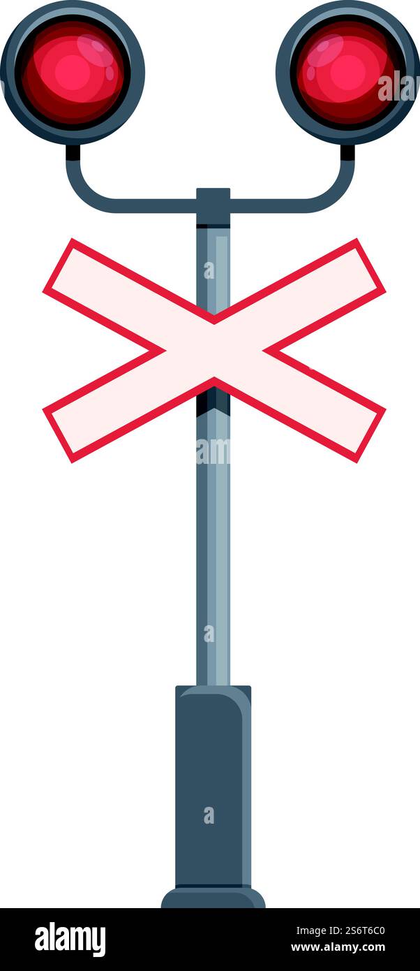 Railway crossing icon cartoon vector. Train road. Traffic signal ...