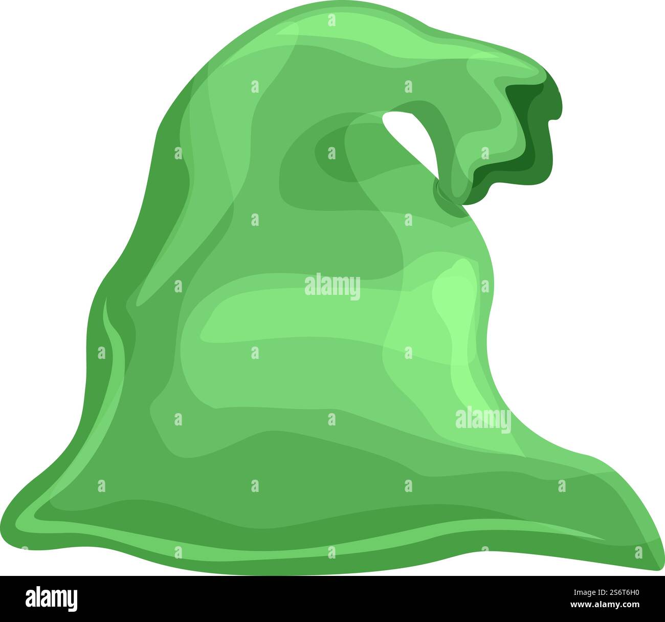 Green trash bag icon cartoon vector. Waste bin. Sack can. Green trash ...