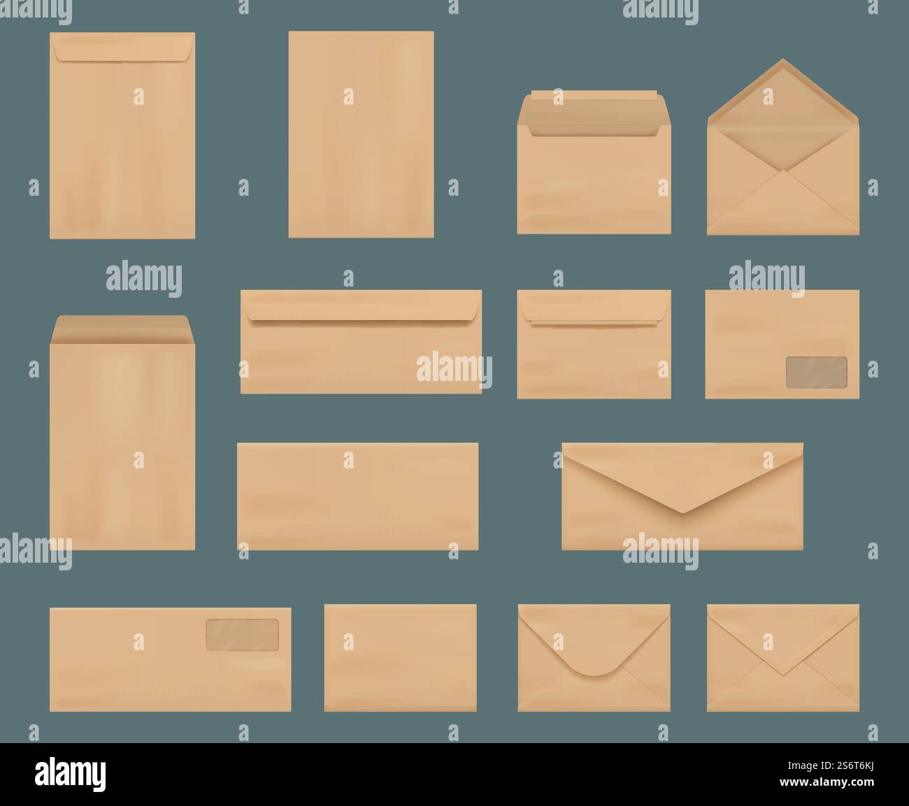 Craft envelopes. Business identity stationery a4 printing mockup ...