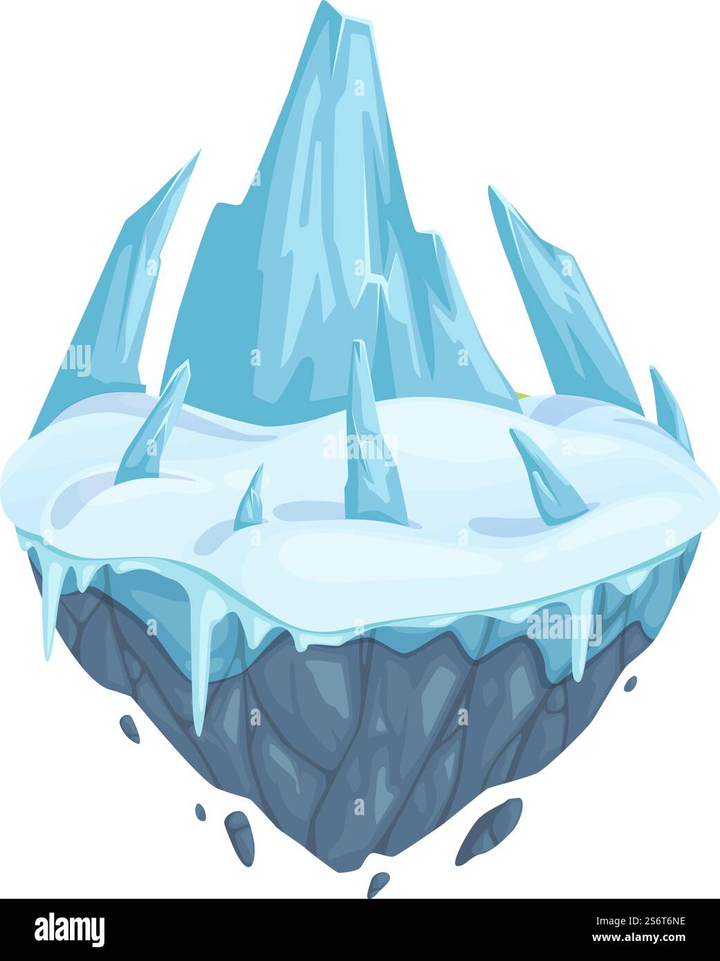 Isometric ice rock. Isolated cartoon islands with mountain and snow ...