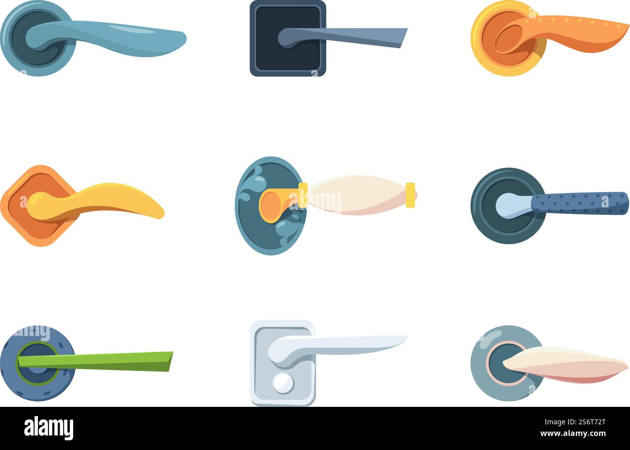 Handle doors. Classical and modern locks doors digital systems ...