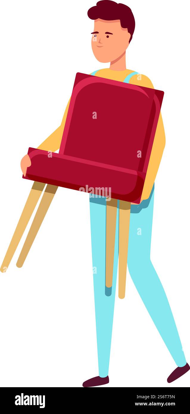 Chair house relocation icon cartoon vector. Move box. New moving. Chair ...