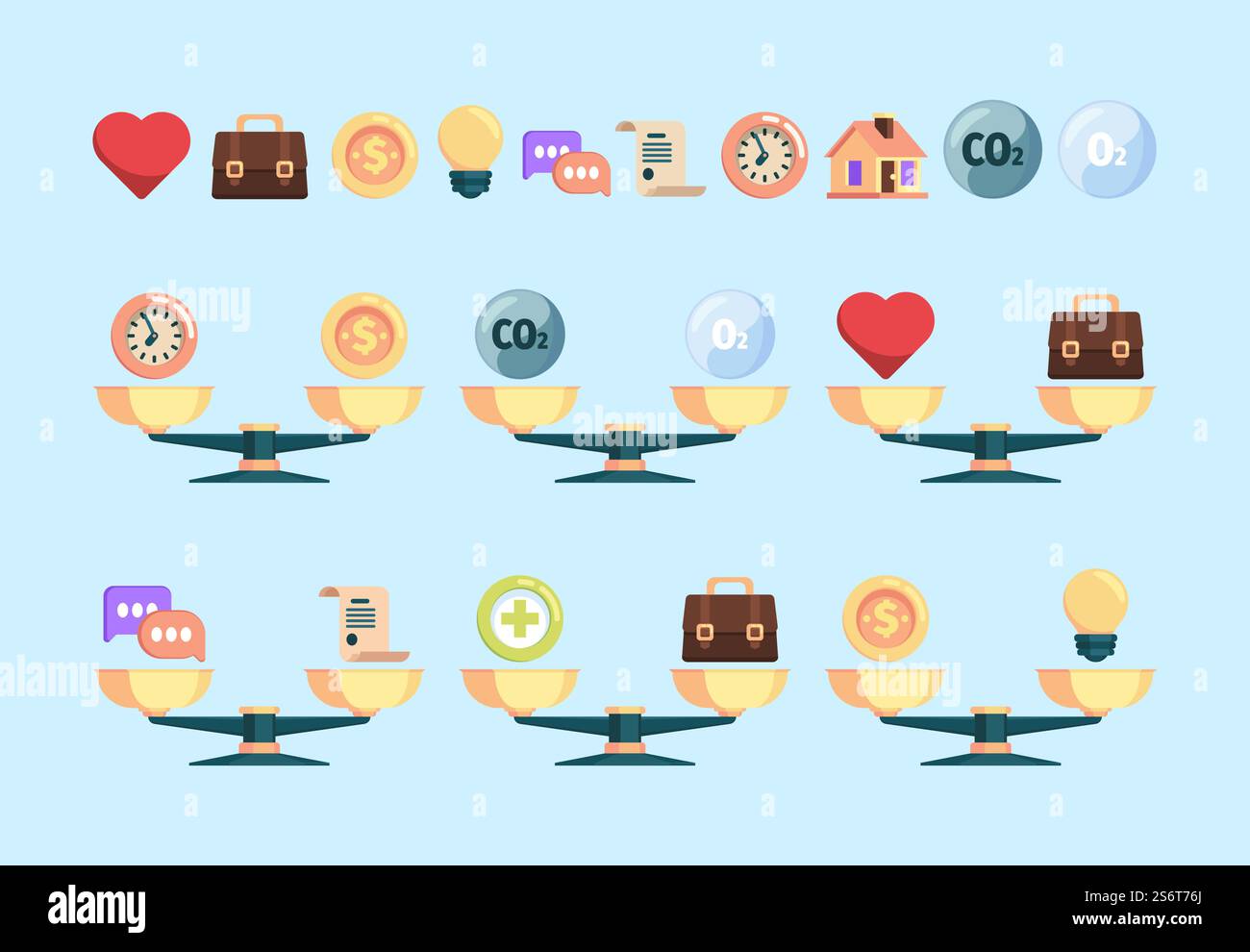 Scales concept pictures. Business comparison money and friendship time ...