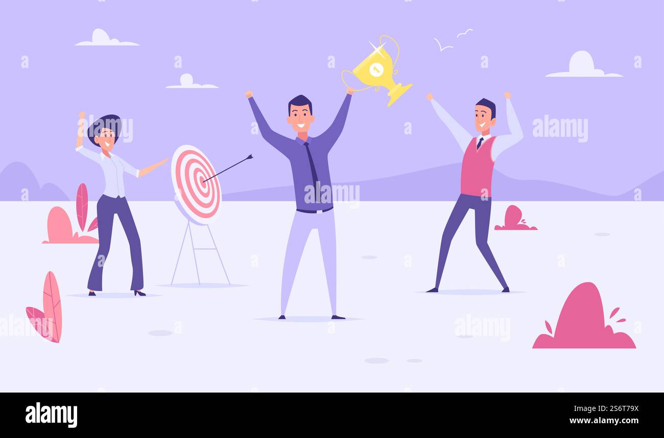 Winning businessman. Team leader, office winner group. Happy people ...