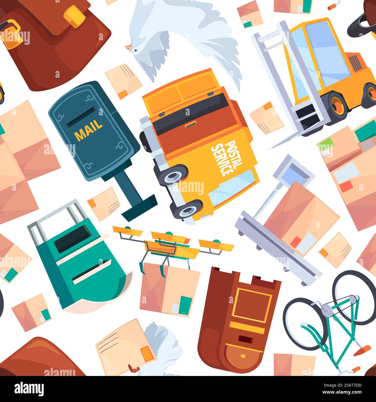 Postal seamless. Delivery mail services postal boxes customer packages ...