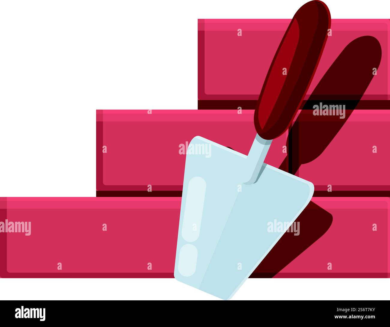 Brick wall trowel icon cartoon vector. Mortar cement. Stone house ...