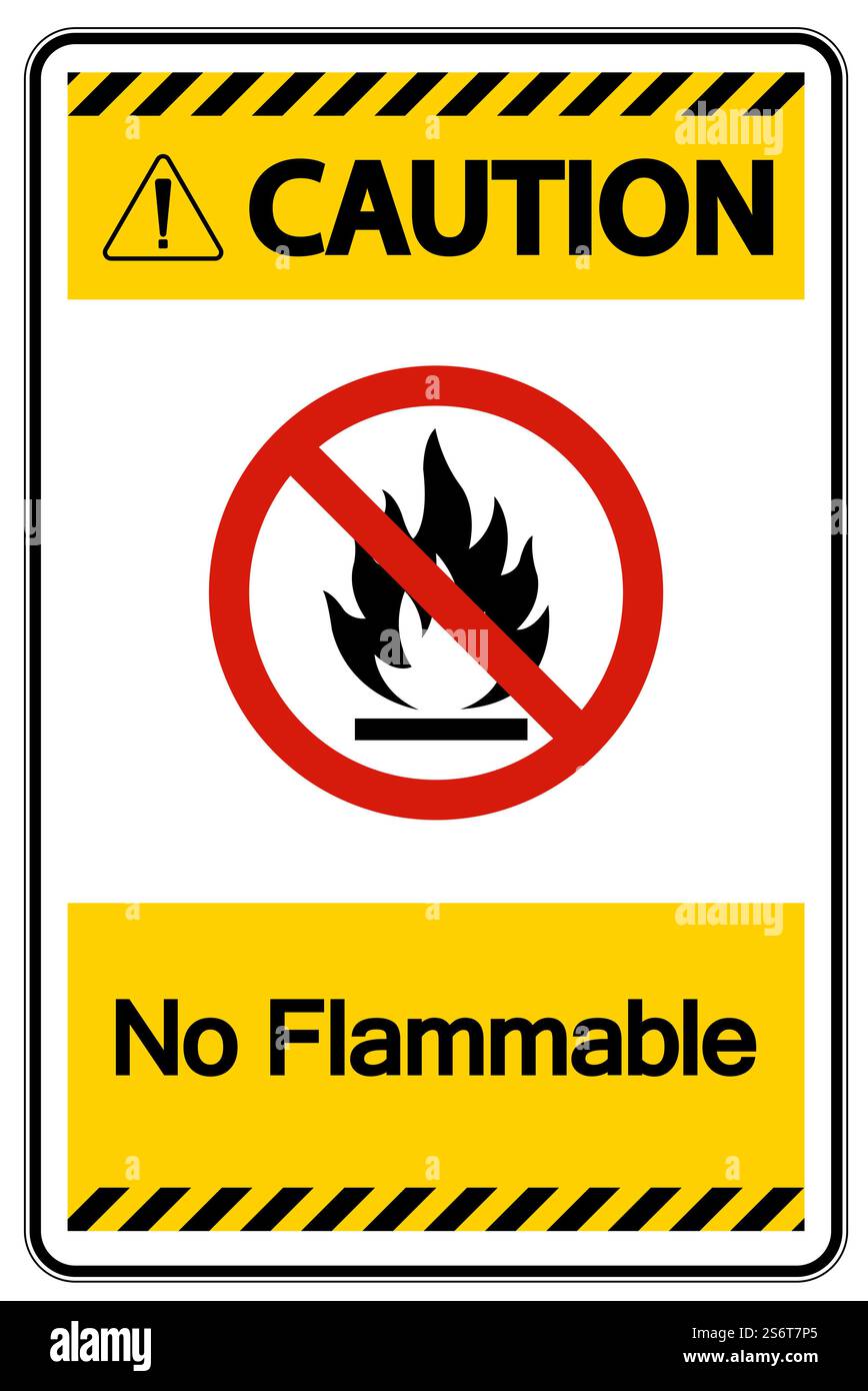 Caution No Flammable Symbol Sign On White Background Stock Vector Image ...
