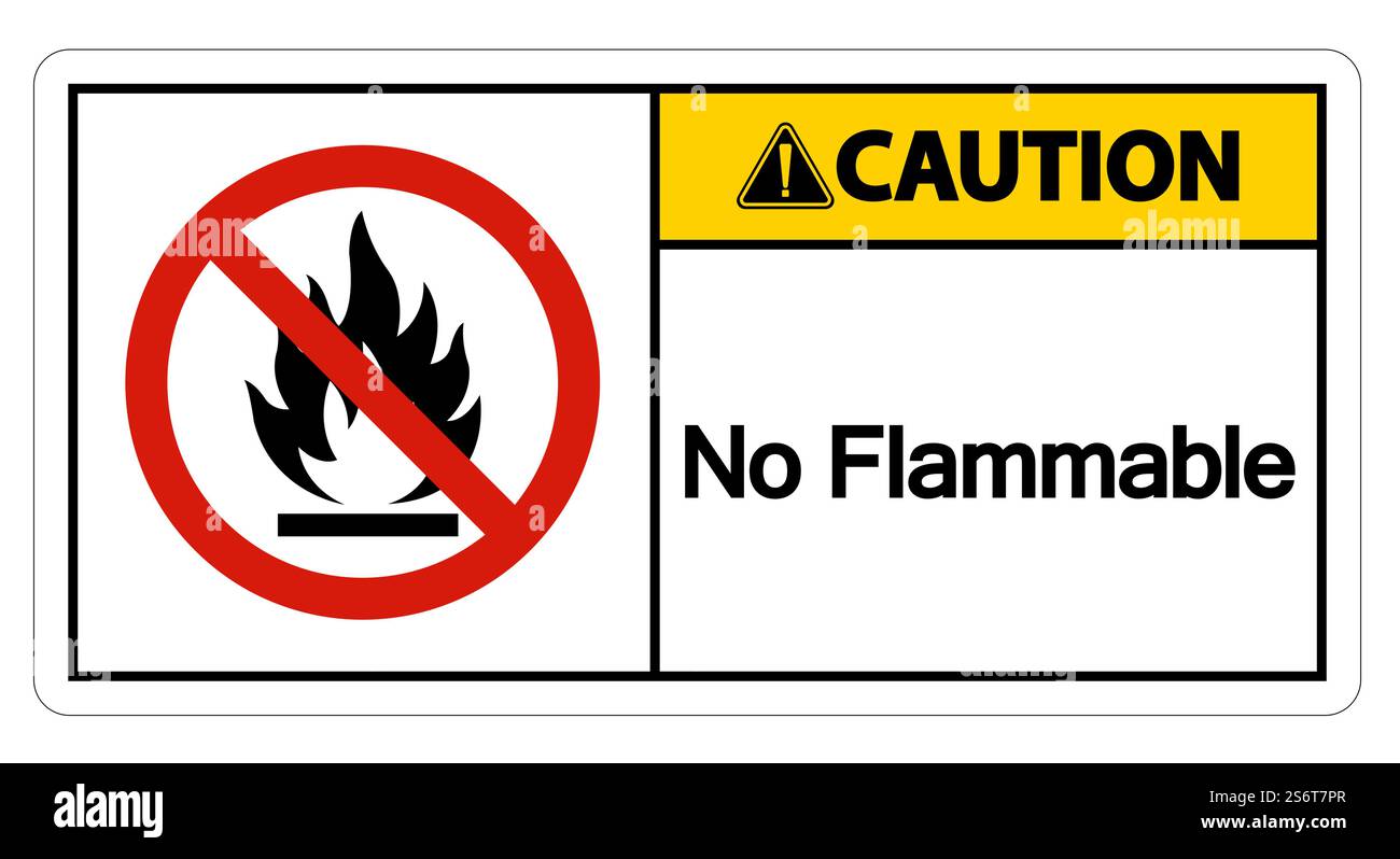 Caution No Flammable Symbol Sign On White Background Stock Vector Image ...