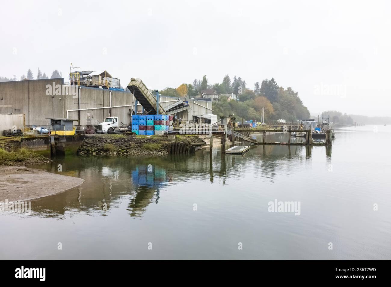 Oyster industry along the Willapa River in South Bend, Washington State ...