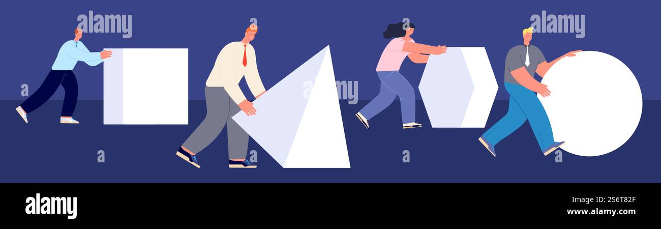 Business competition metaphor people pushing figures hi-res stock ...