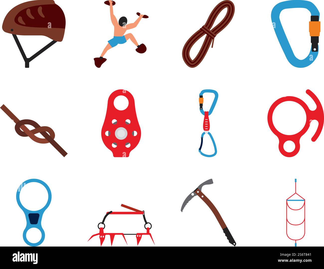 Alpinist Icon Set. Flat Design. Fully editable vector illustration ...