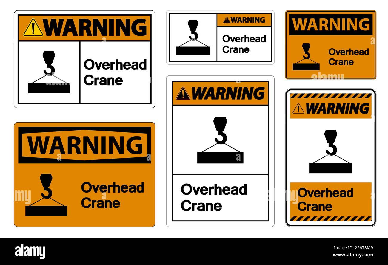 Warning Overhead Crane Symbol Sign On White Background Stock Vector ...