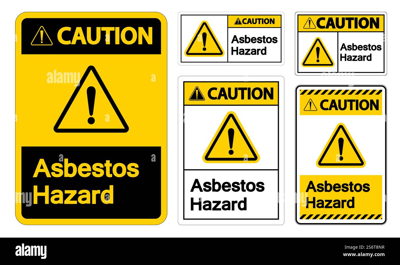 Caution Asbestos Hazard Symbol Sign On White Background Stock Vector ...