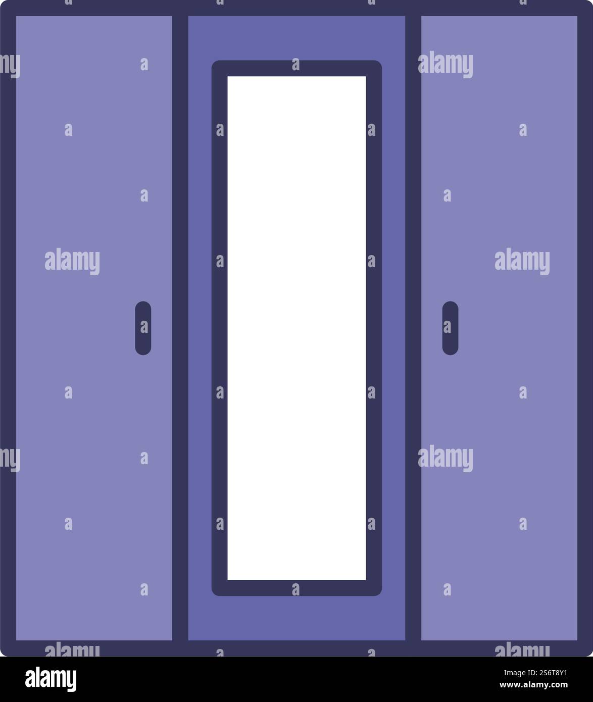 Wardrobe With Mirror Icon. Editable Bold Outline With Color Fill Design ...
