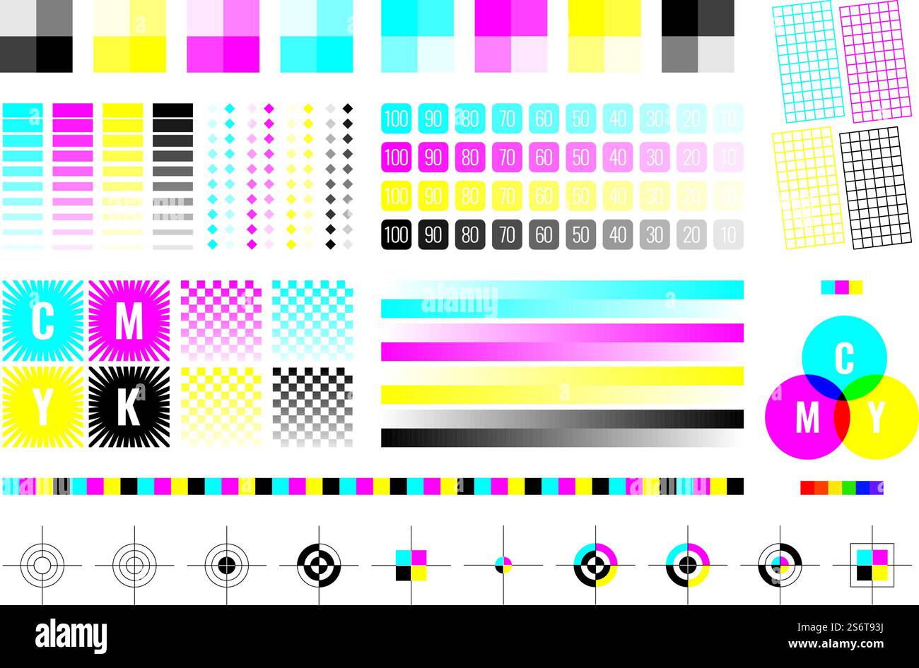 Cmyk marks. Colorful bars for color divices calibration printing house ...