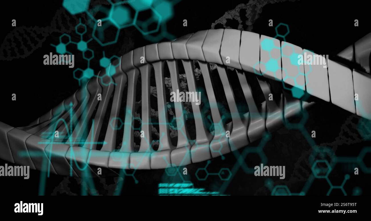 Image of dna strand and scientific data processing Stock Photo - Alamy