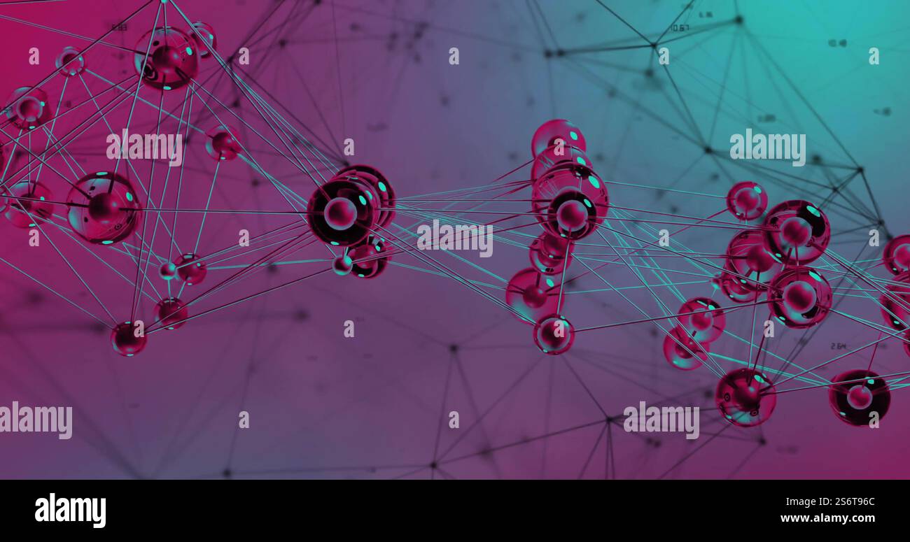 Image of network of connections over dna strand spinning Stock Photo ...