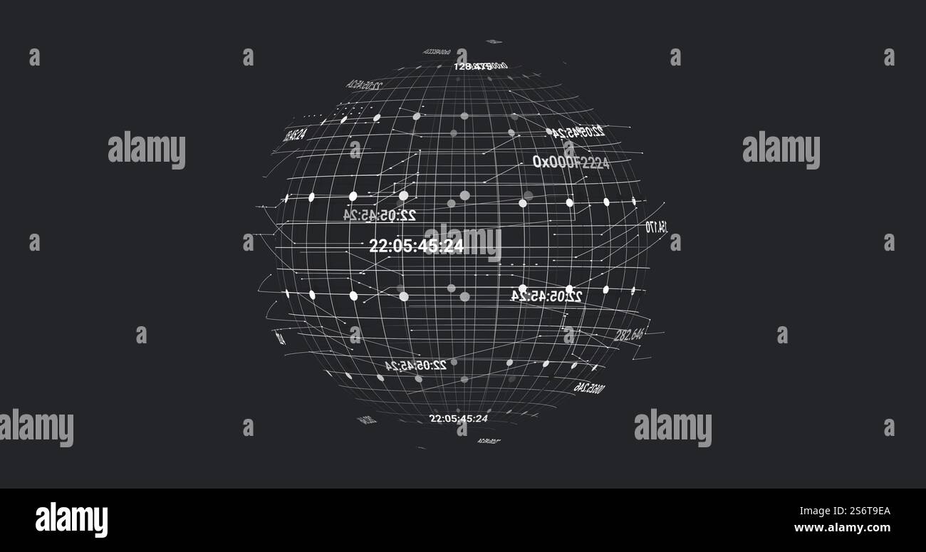 Global data visualization and analytics image over digital world map ...